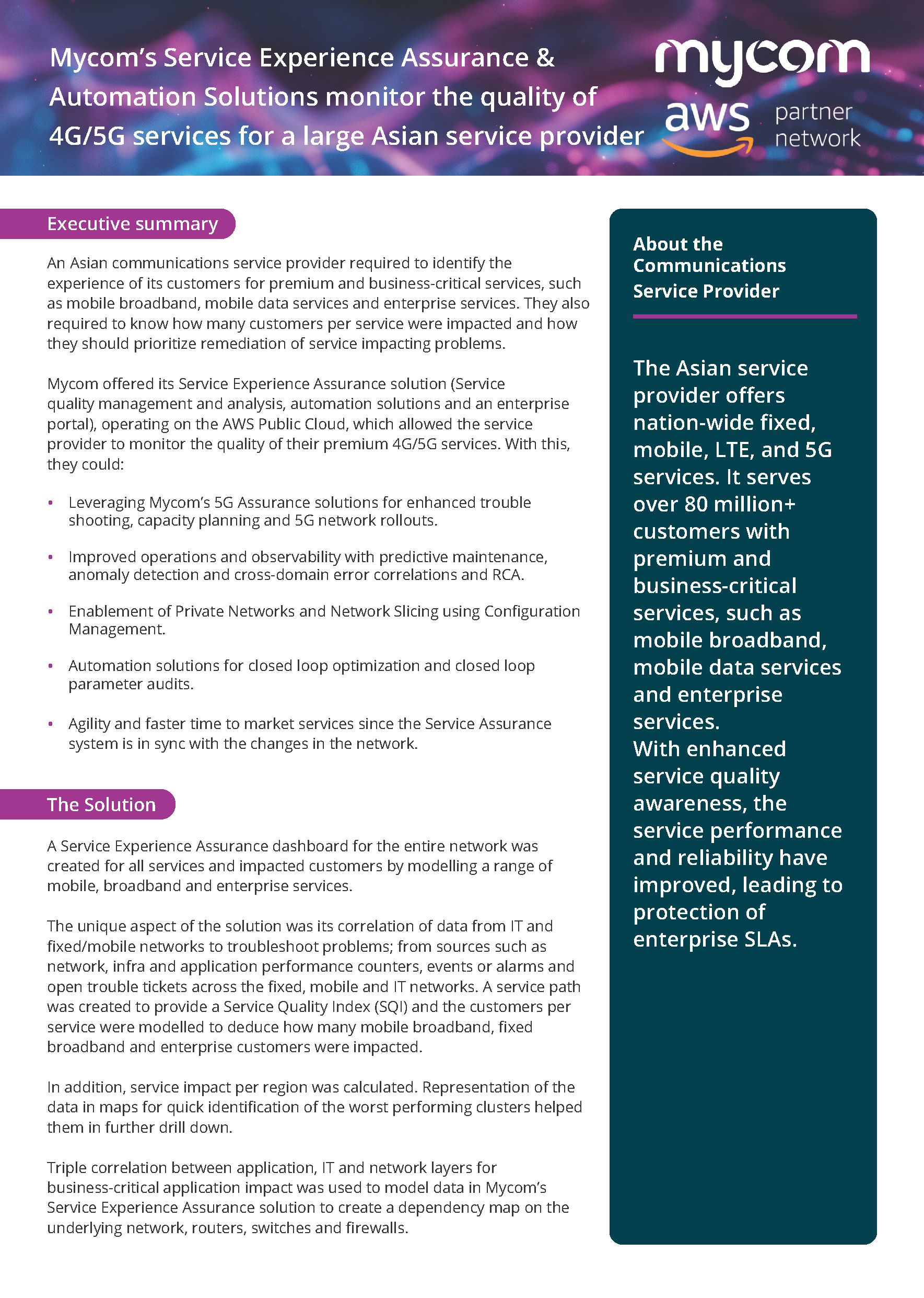 Case Study | Asian Service Provider - Service Experience Assurance and ...