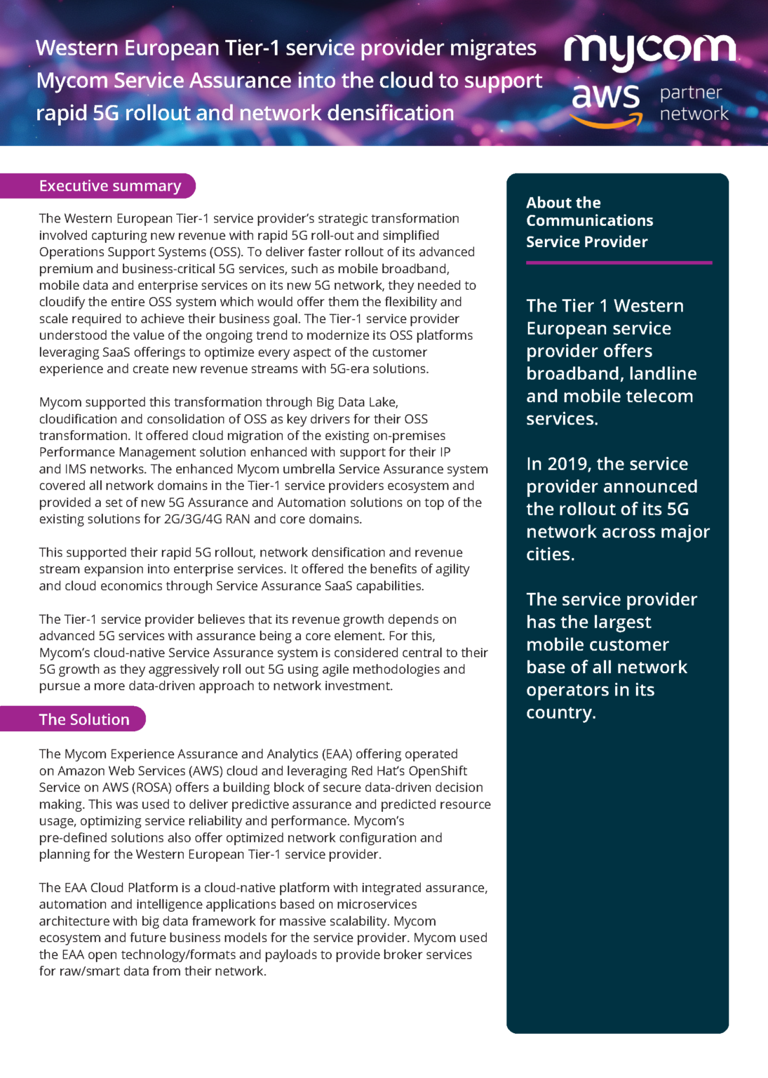Case Study | Western European Tier-1 service provider - 5G Service ...