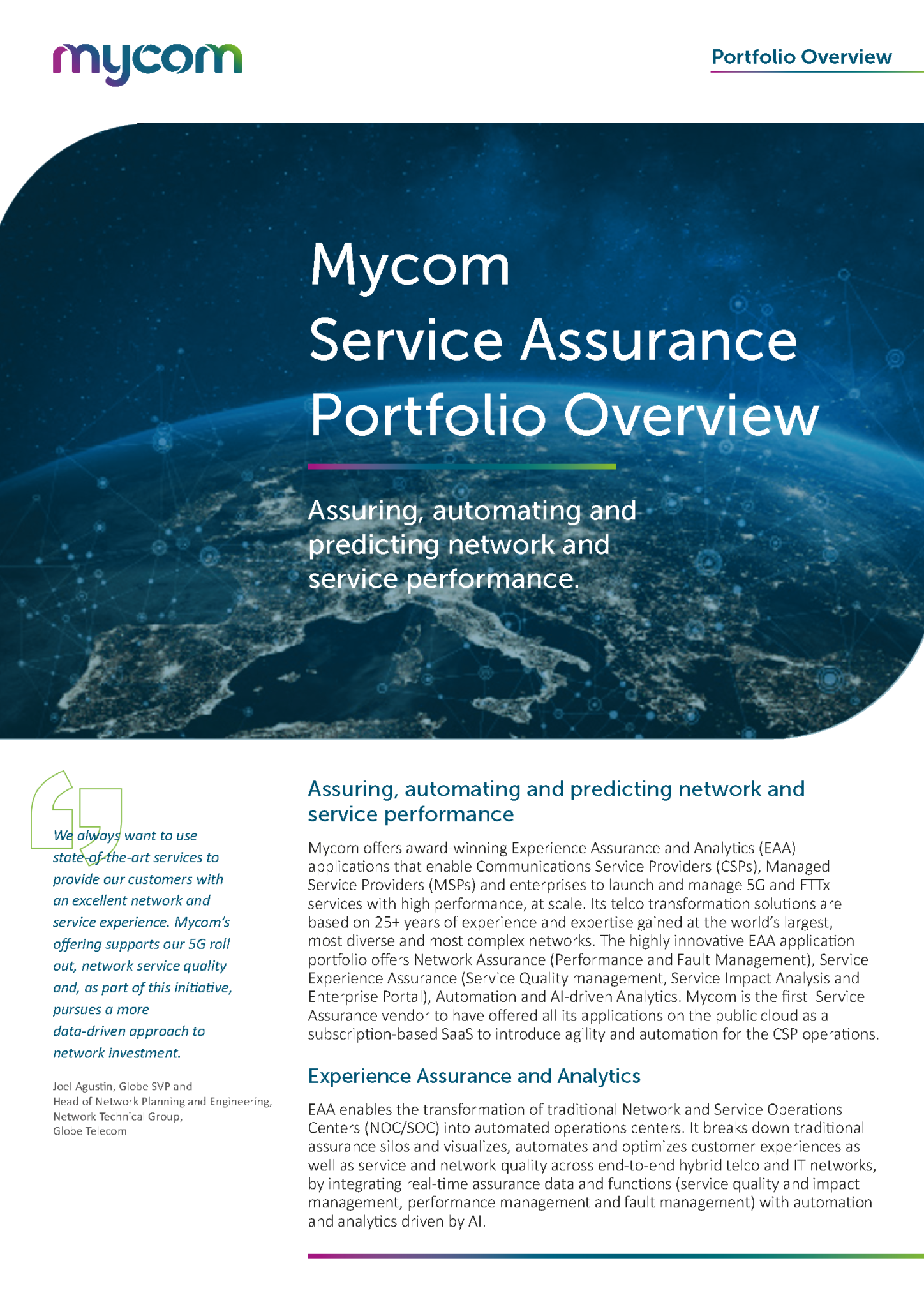 Mycom Service Assurance Portfolio Overview - Mycom