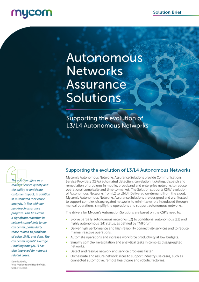 Solution Brief | Autonomous Networks Assurance Solutions - Mycom
