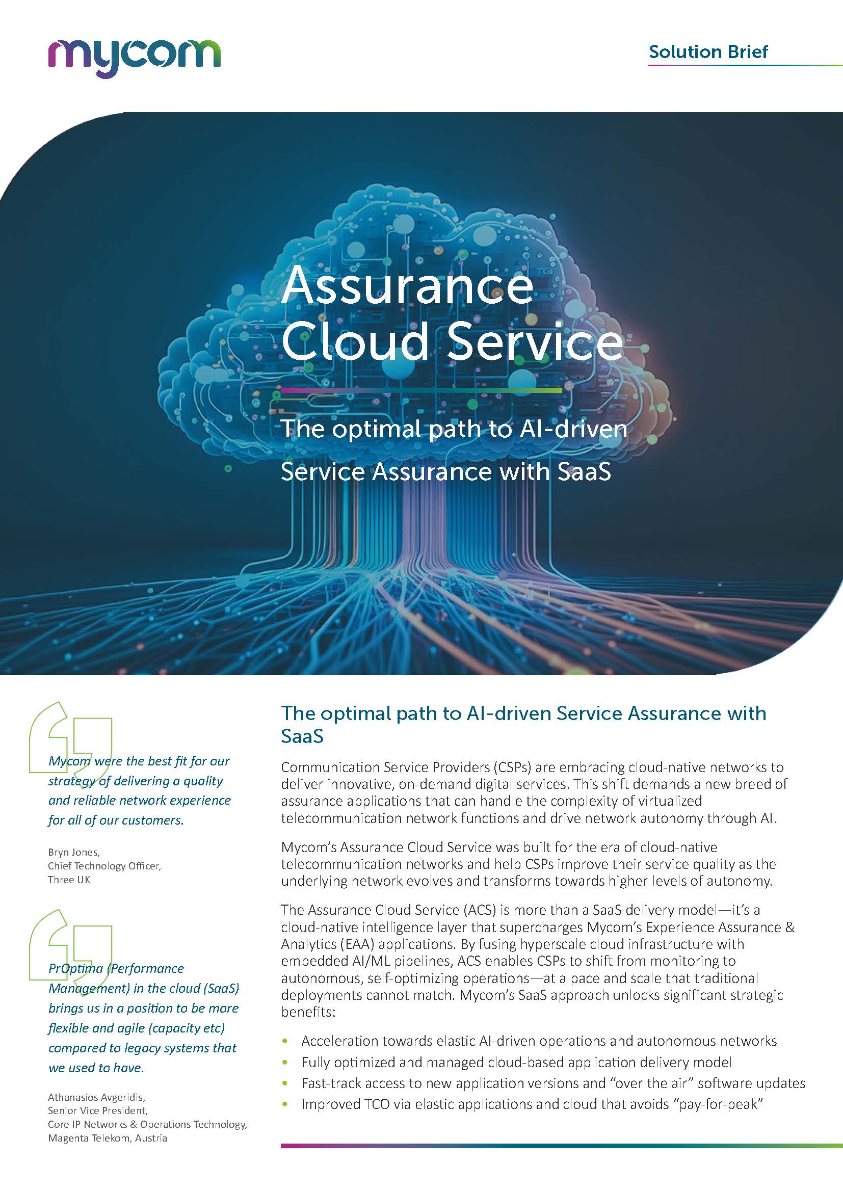 Solution Brief | Assurance Cloud Service - Mycom